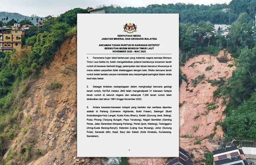 Ancaman Tanah Runtuh Di 31 Kawasan ‘Hotspot’ Seluruh Negara